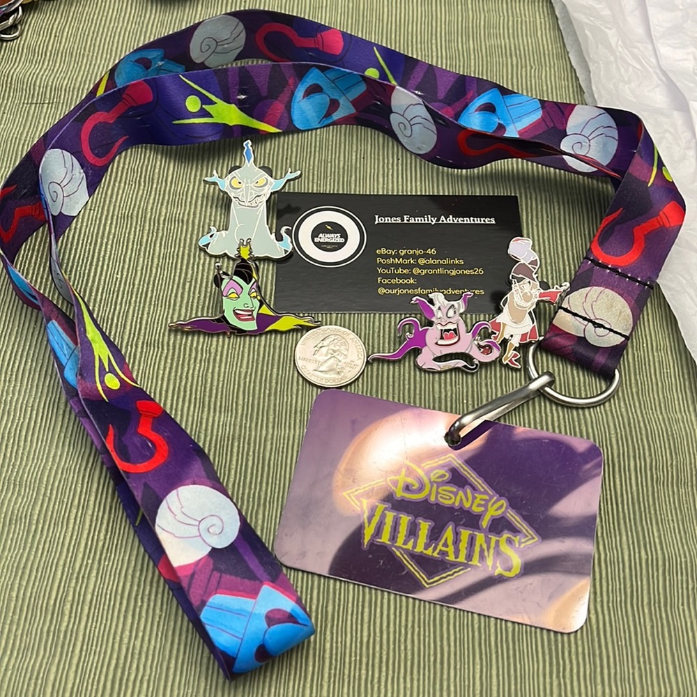 2018 Disney Villains Starter Set, 4 Pins And Lanyard … - Gem